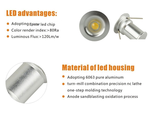 1W 15mm Mini LED Downlight Cabinet Light DC3V/DC12V Recessed Spotlight ...